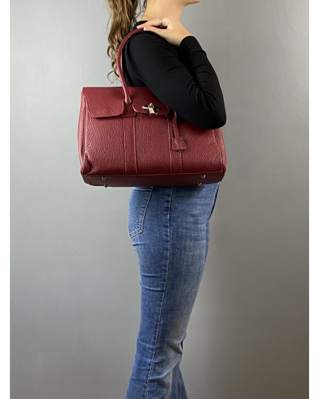 Sac à main en cuir modèle Fionella Coloris BORDEAUX ¡ HENCO MY BAG